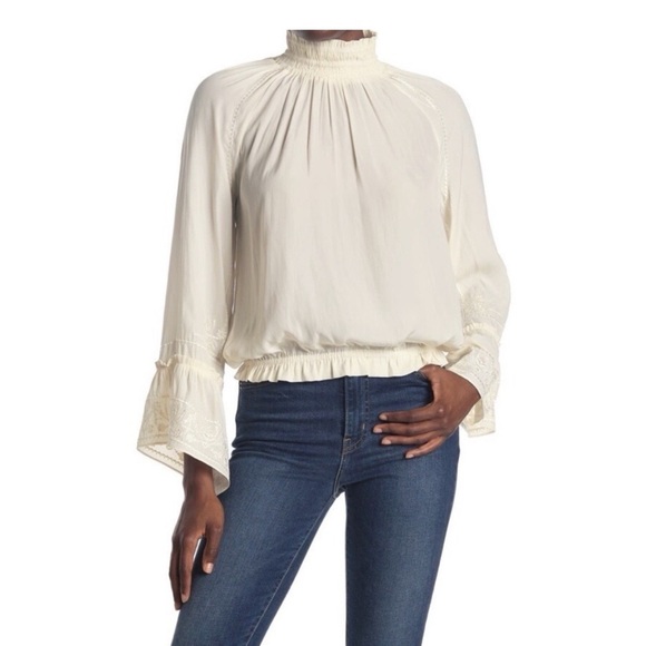 Ramy Brook | Tops | Ramy Brook Raven Embroidered Bell Sleeve Blouse ...